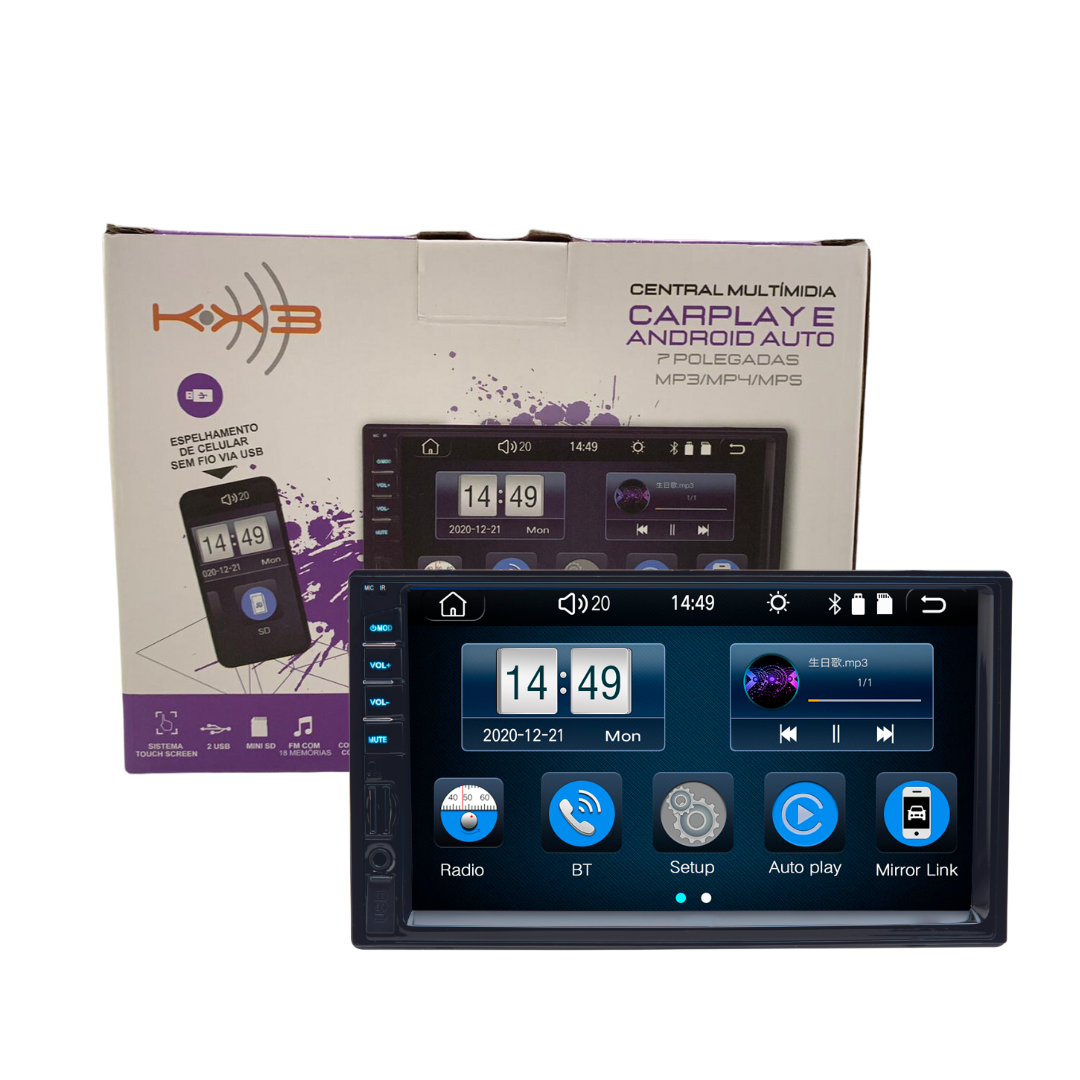 Rádio Automotivo MP5 Carplay & Android - KRC3000 - KX3 - Acessórios Automotivos